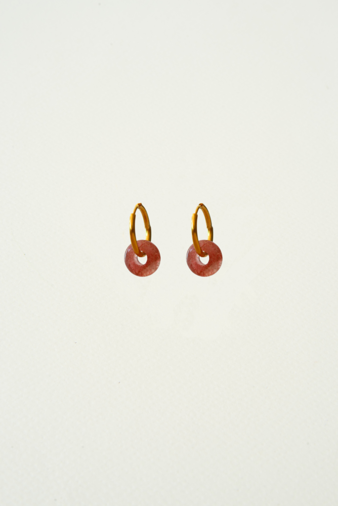 Mini Love Loops Earrings - Strawberry Quartz - ANTING by Camilla: